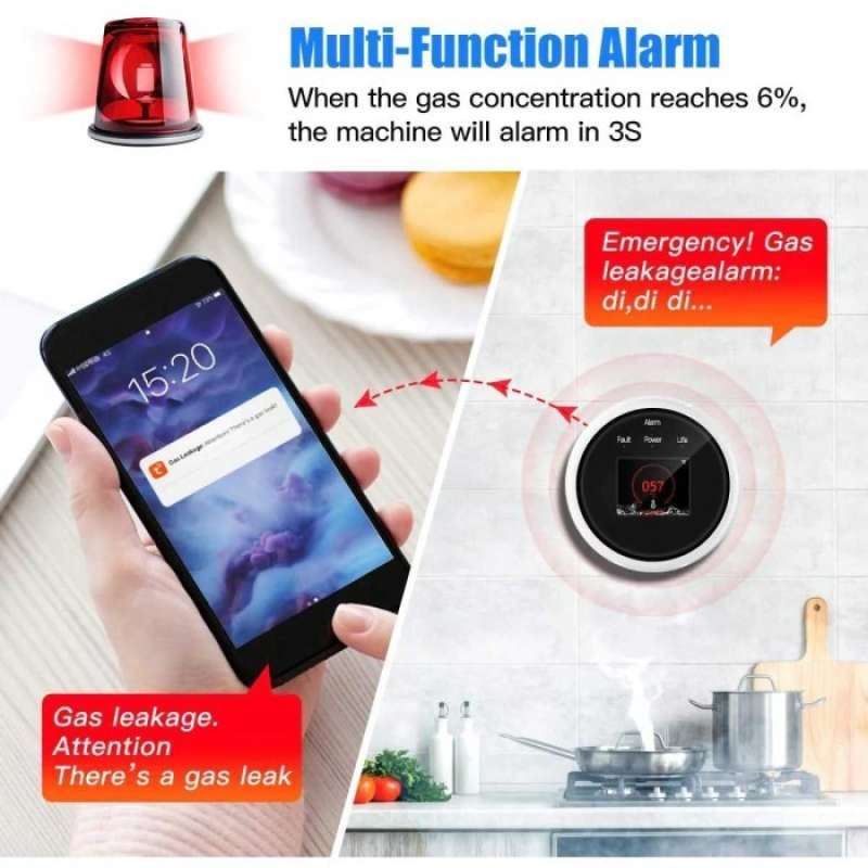 Jual Smart Alat Deteksi Gas Lpg Bocor Leak Sensor Detector Alarm Wifi ...
