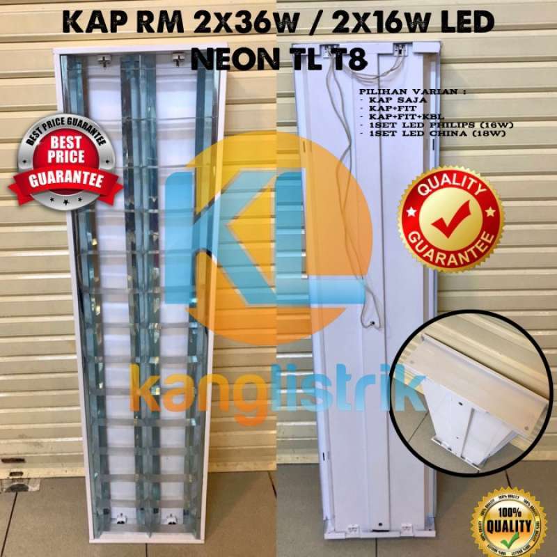 Jual Kap Rm 2x36 Set Komplit Tl Led Philips 2x16 Watt T8 Panjang 120cm ...