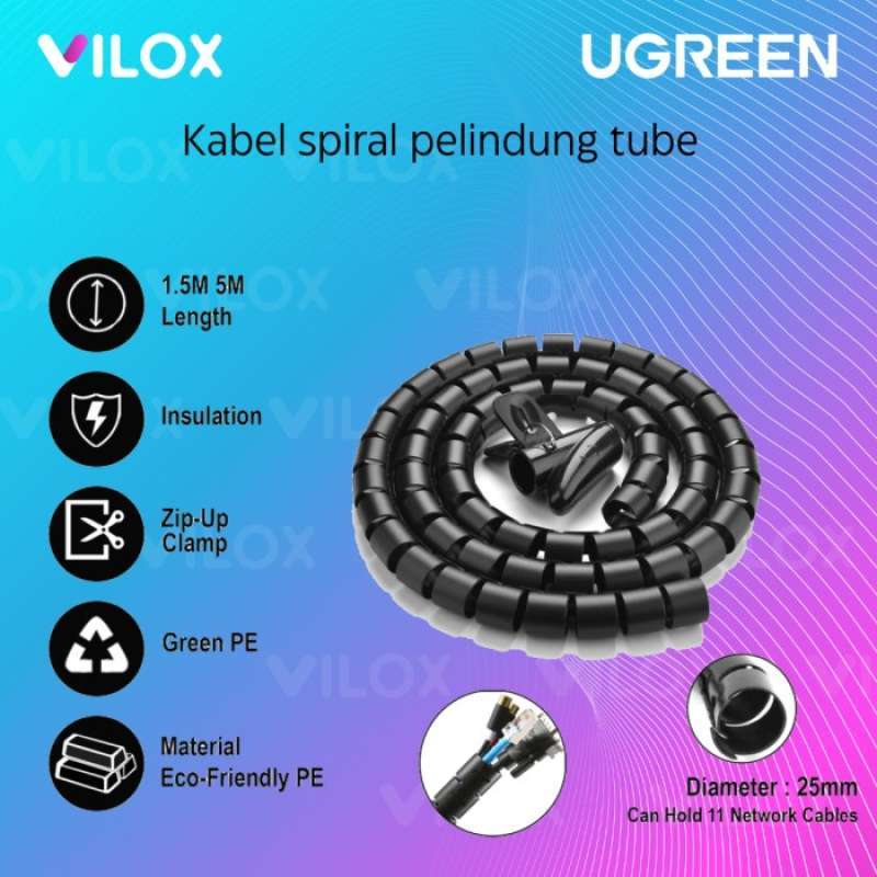 Jual Ugreen Kabel Cable Spiral Selang Gulung Pelindung Tube 25mm Wrap ...