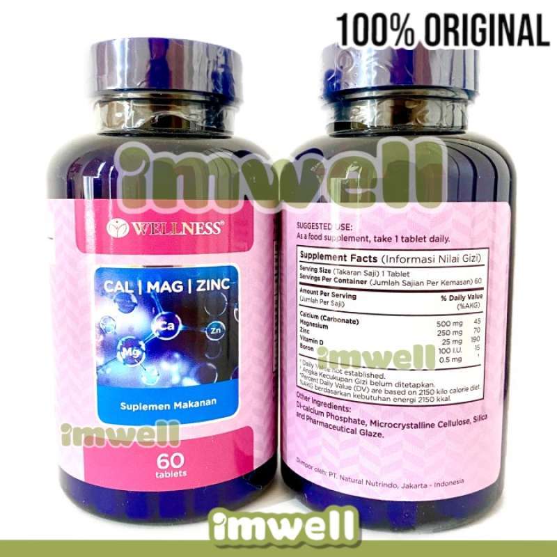 Promo Wellness Cal Mag Zinc (60) Vitamin Tulang Calcium Magnesium ...