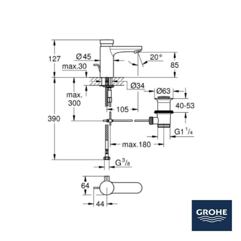 Promo Grohe Euroeco Cosmopolitan Electronic Fitting Basin Tap 1/2 ...