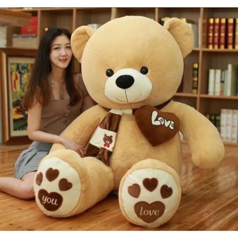 Promo Boneka Teddy Bear Fluffy Syal Super Jumbo Telapak 1.2 Meter Sni ...