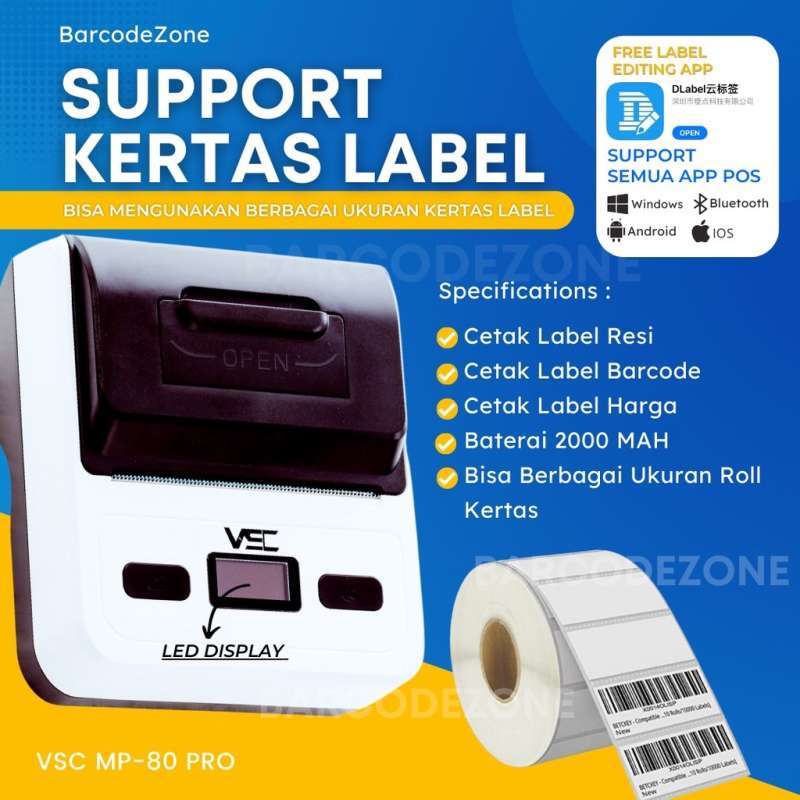 Promo Printer Label Thermal Vsc Mp-80l Pro Label Harga Resi Alamat ...