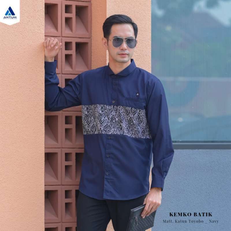 Jual Kemko Batik By Antum Moslem Wear Kemeja Koko Batik Pria - Navy M ...