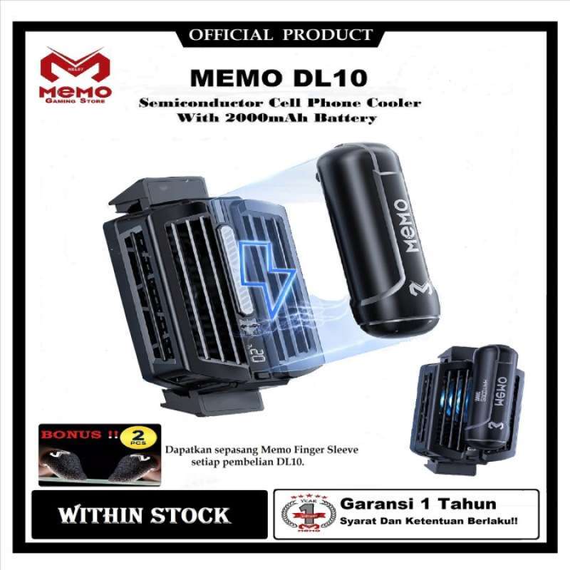 Promo Promo- Memo Dl10 Fan Cooler Phone Cooler With Recharge Battery ...