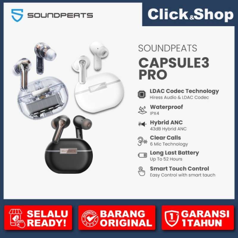Promo Soundpeats Capsule 3 Pro Tws Hi-res Ldac Hybrid Anc Earbuds ...