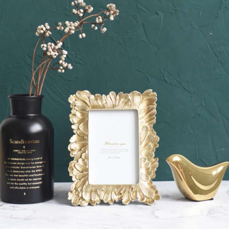 Promo Vintage Luxury Gold Wave Photo Frame / Bingkai Foto Emas Diskon ...