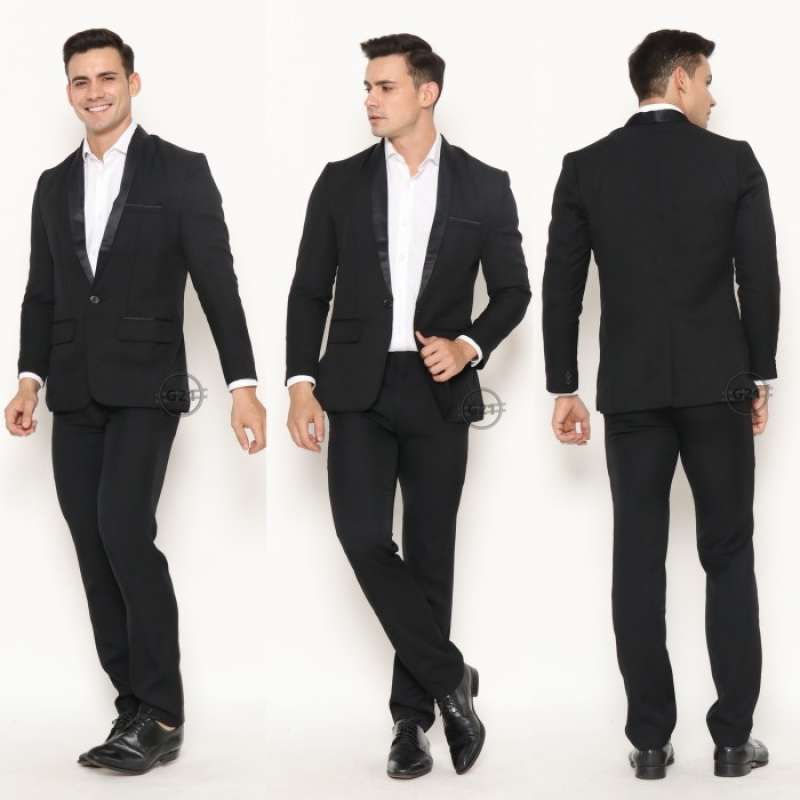 Jual Jas Pria Formal Slim Fit Wedding Pengantin Model Tuxedo Premium Di ...