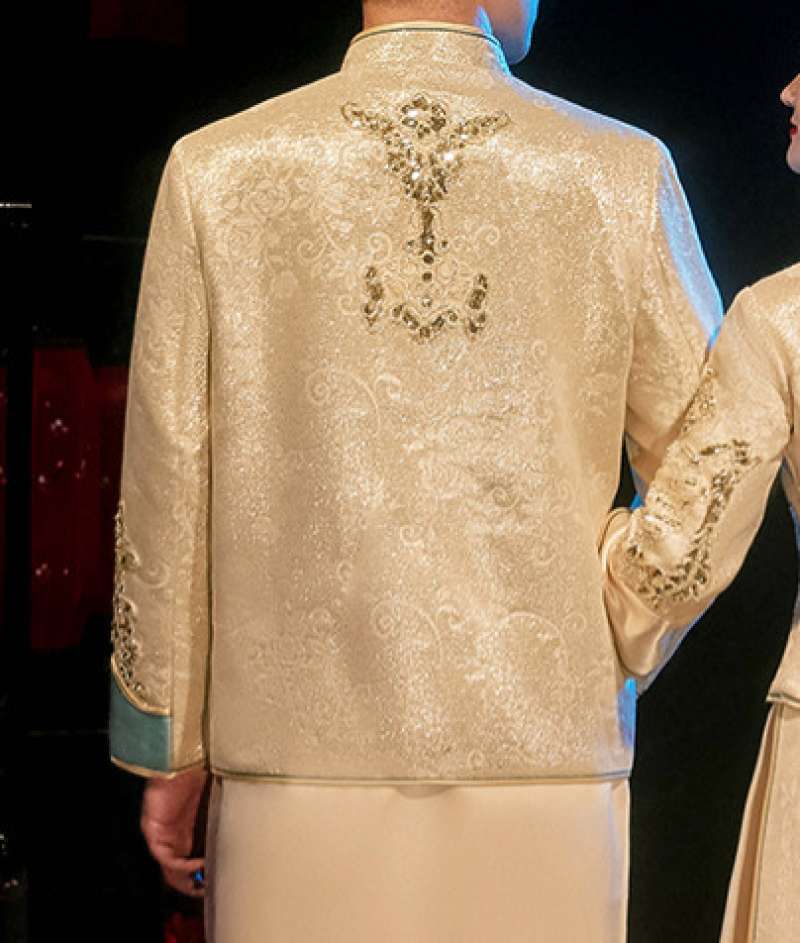 Jual Cheong Sam Pria Chinese Baju Sangjit Gold Naga Cheongsam Hs1201 Di ...