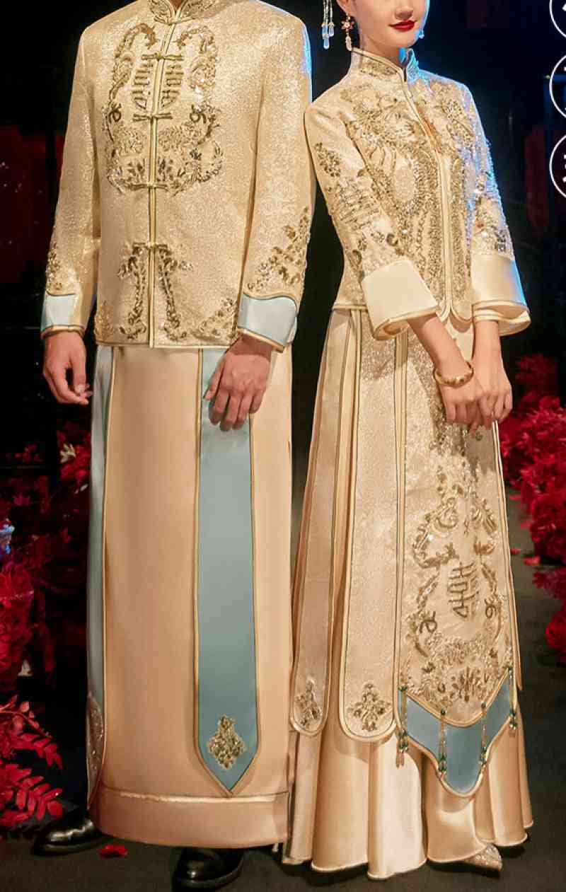 Jual Cheong Sam Pria Chinese Baju Sangjit Gold Naga Cheongsam Hs1201 Di ...