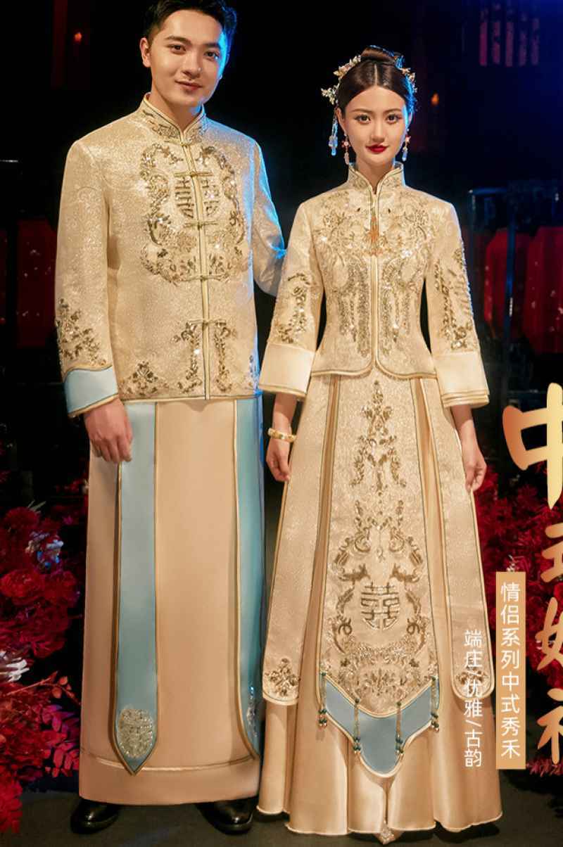 Jual Cheong Sam Pria Chinese Baju Sangjit Gold Naga Cheongsam Hs1201 Di ...