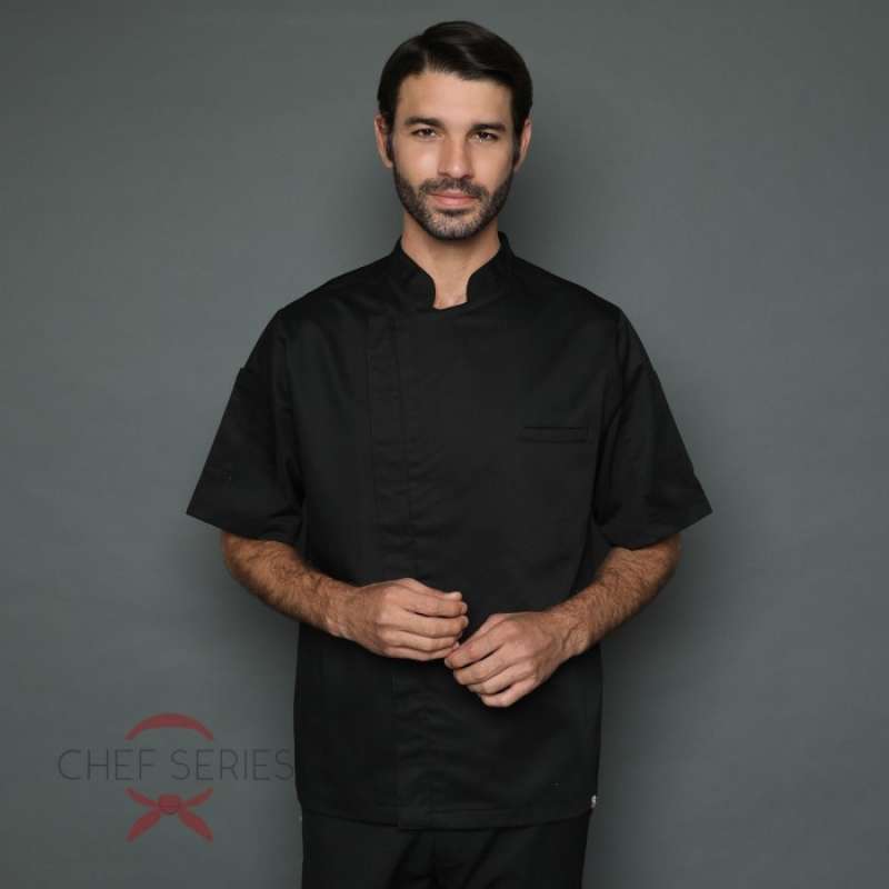 Jual Chef Jacket Tangan Pendek | Chef Series | Elite Hitam | Csbeltss2 ...