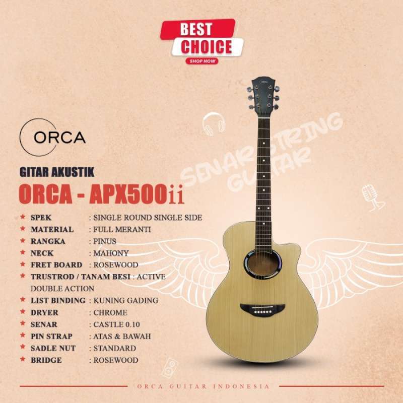 Promo Orca Gitar Akustik Apx500ii Tanam Besi Senar String Guitar ...
