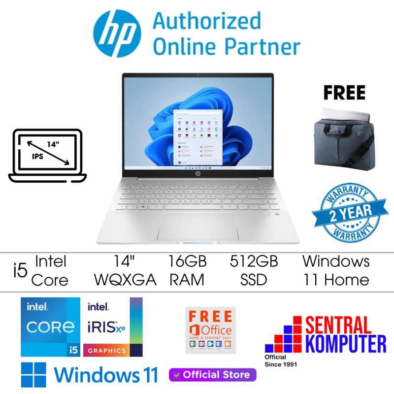 Jual Hp Pavilion Plus 14-ew0077tu Core I5-1335u Ram 16 Gb Lpddr5x Ssd 512gb Windows + Ohs - Blue ...