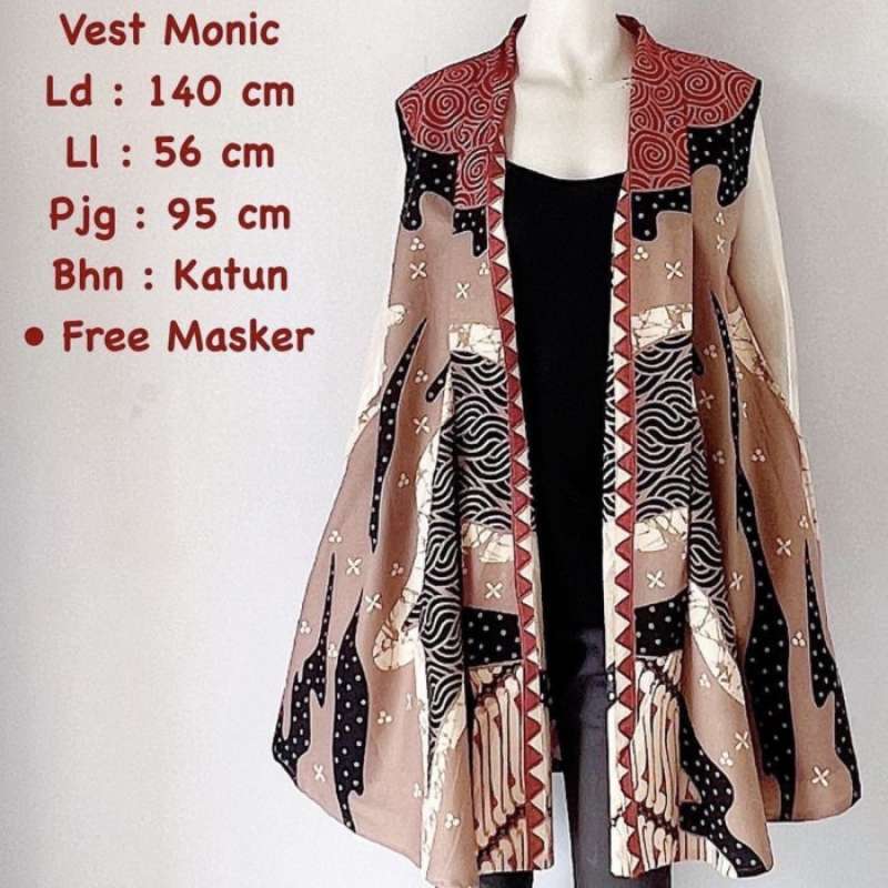 Jual Vest Outer Batik Wanita Jumbo Lingkar Dada 140cm Tanpa Lengan Di ...