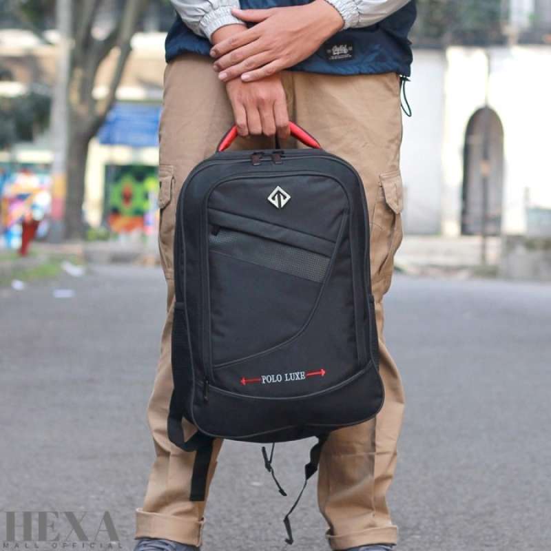 Promo Tas Ransel Backpack Laptop Pria Sekolah Model Polo Original Hitam ...