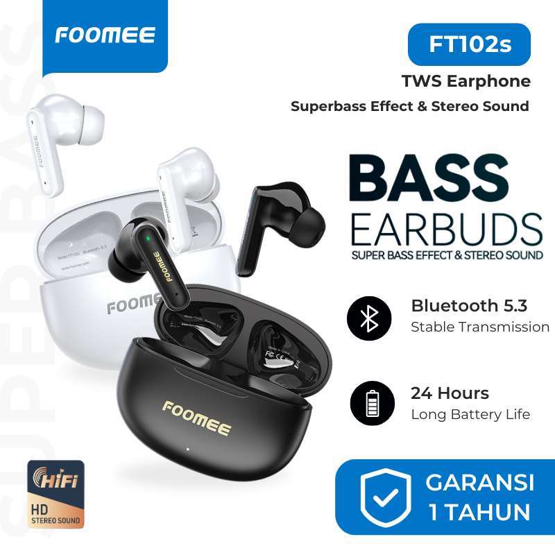 Promo Foomee Ft102s Earphone Bluetooth 5.3 Super Bass Tws True Wireless ...