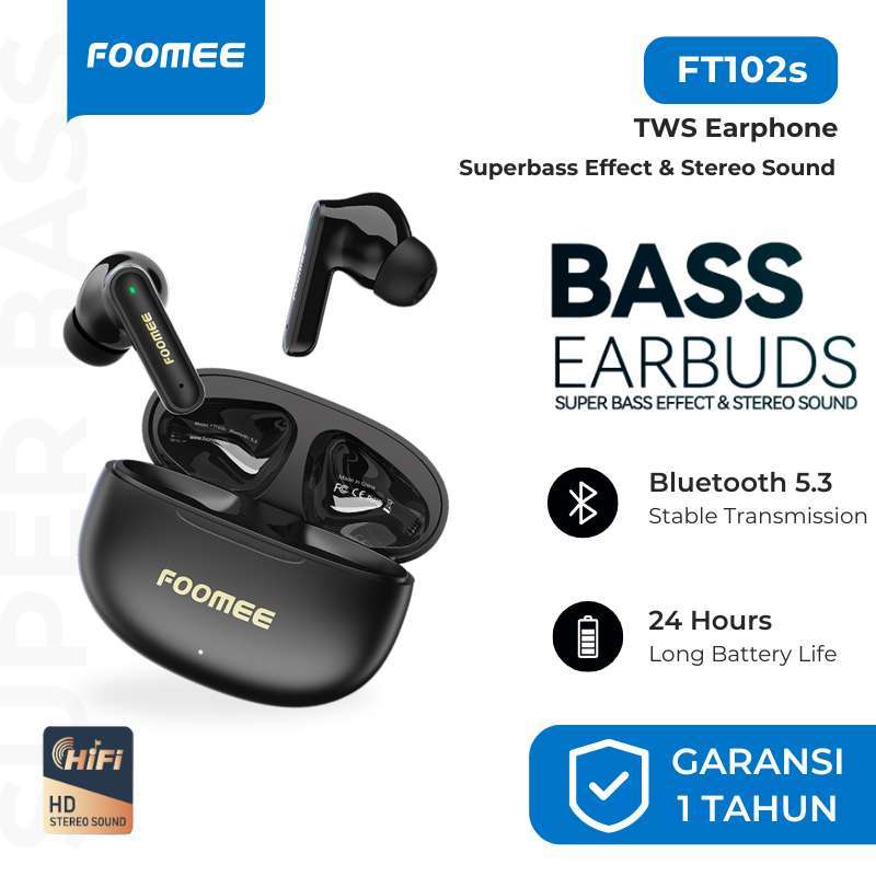 Promo Foomee Ft102s Earphone Bluetooth 5.3 Super Bass Tws True Wireless ...