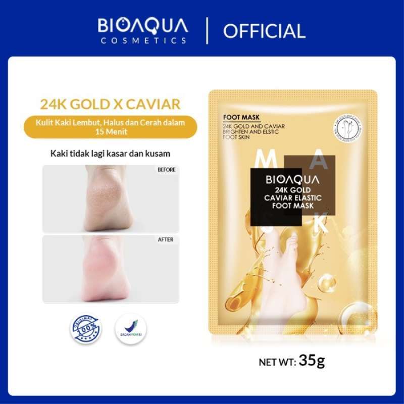 Jual Bioaqua 24k Gold Caviar Brightening Foot Mask Masker Kaki ...