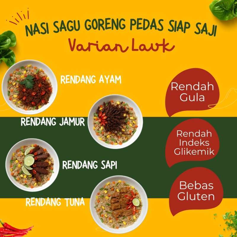 Promo Nasi Sagu Goreng Pedas Siap Saji Dengan Rendang Jamur Diskon 50% ...