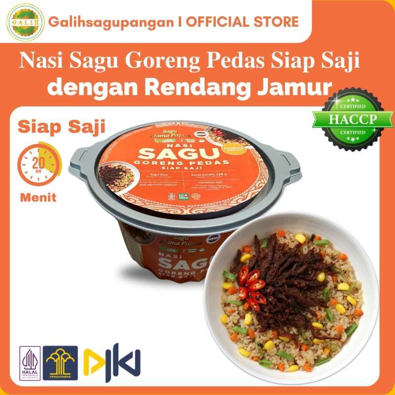 Promo Nasi Sagu Goreng Pedas Siap Saji Dengan Rendang Jamur Diskon 50% ...