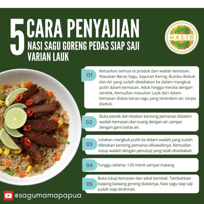 Promo Nasi Sagu Goreng Pedas Siap Saji Dengan Rendang Jamur Diskon 50% ...