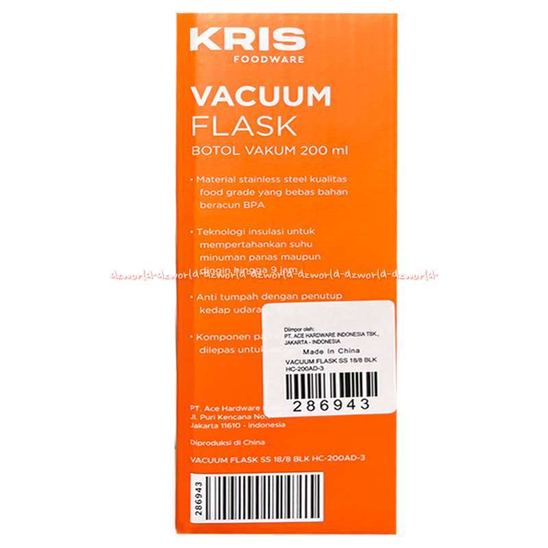 Jual Kris 200ml Vacuum Flask Black Red Botol Minum Vakum Tahan Lama ...