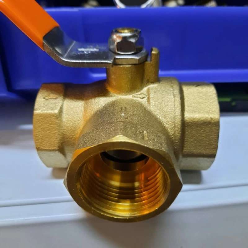 Promo Ball Valve Three Way Kuningan 1(inch) Ball Valve 3 Way Diskon 23% ...