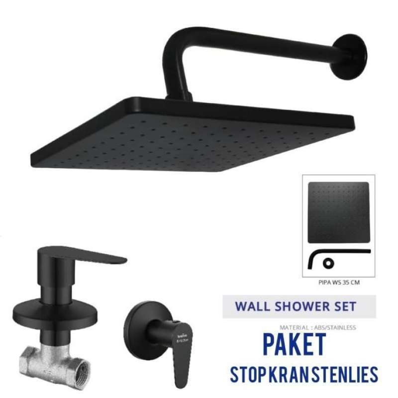 Promo Wall Shower Hitam Set Stop Kran Tanam Hitam Stainless Sus 304 ...