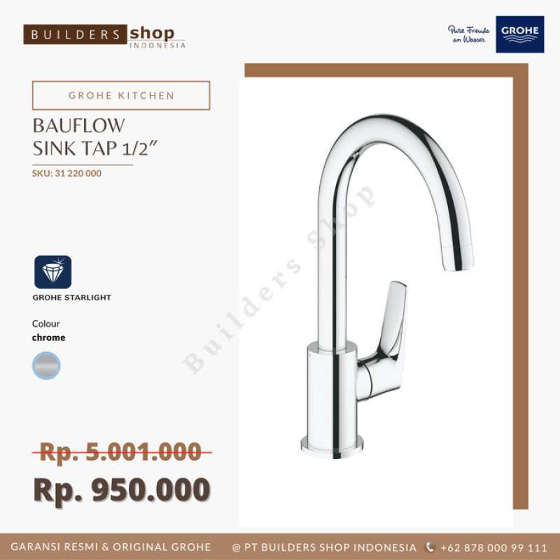 Promo Grohe 31220000 - Bauflow Sink Tap 1/2â€³ Diskon 23% Di Seller ...