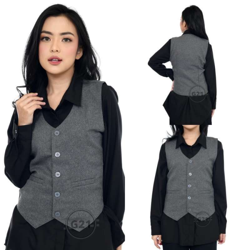 Jual Rompi Vest Jas Wanita Formal Hitam Slimfit Bahan Kerja Kantor - Xl ...