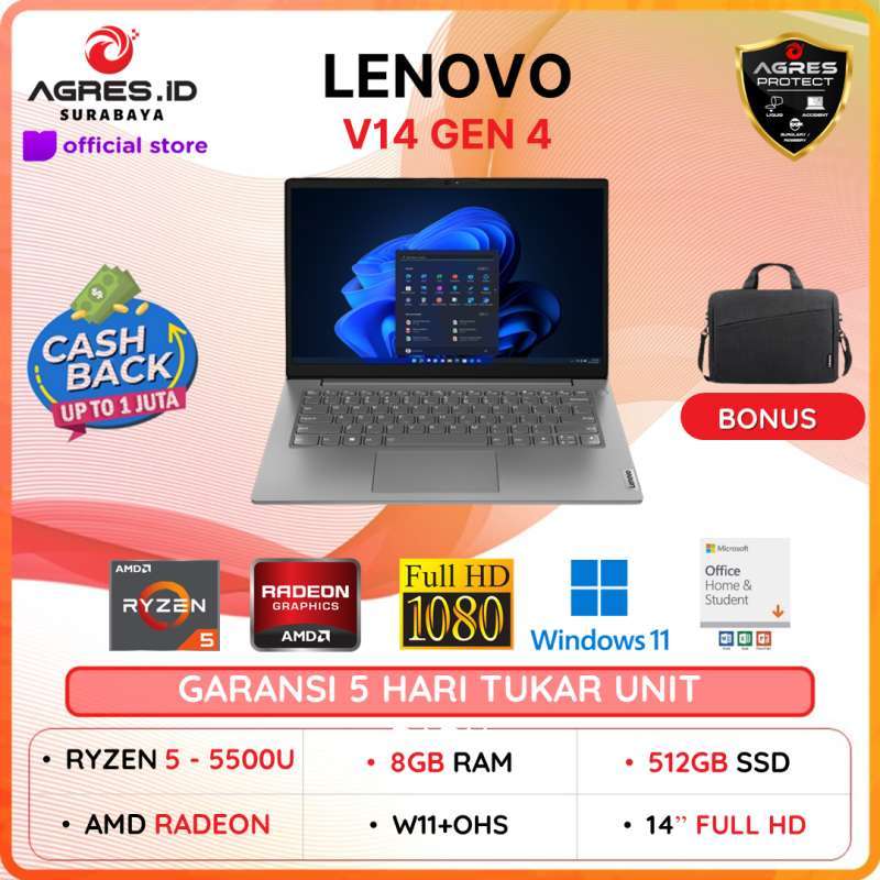 Jual Lenovo V14 Gen4 Ryzen 5 5500u 8gb 512gb W11+ohs Fhd 2year - Acc Di Seller Agres Id Surabaya ...