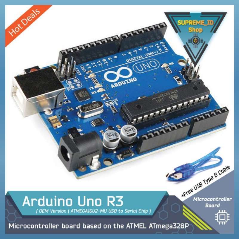 Promo Arduino Uno R3 Dip Atmega328p Atmega16u2 Oem Design Compactible 8672