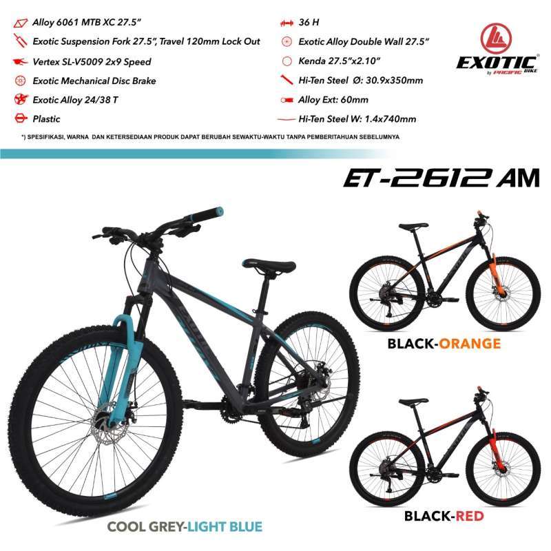 Jual Sepeda Gunung Mtb Exotic 2612 Am Alloy 18 Speed Double Disc Brake ...