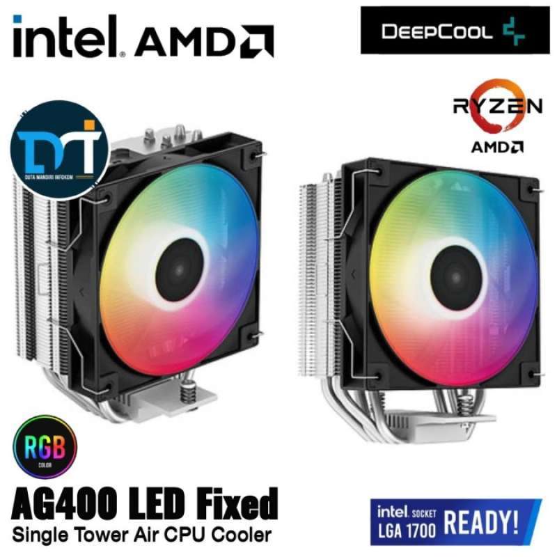 Promo Deepcool Ag400 Led Fixed - 120mm Rgb Led Air Cpu Cooler Intel ...