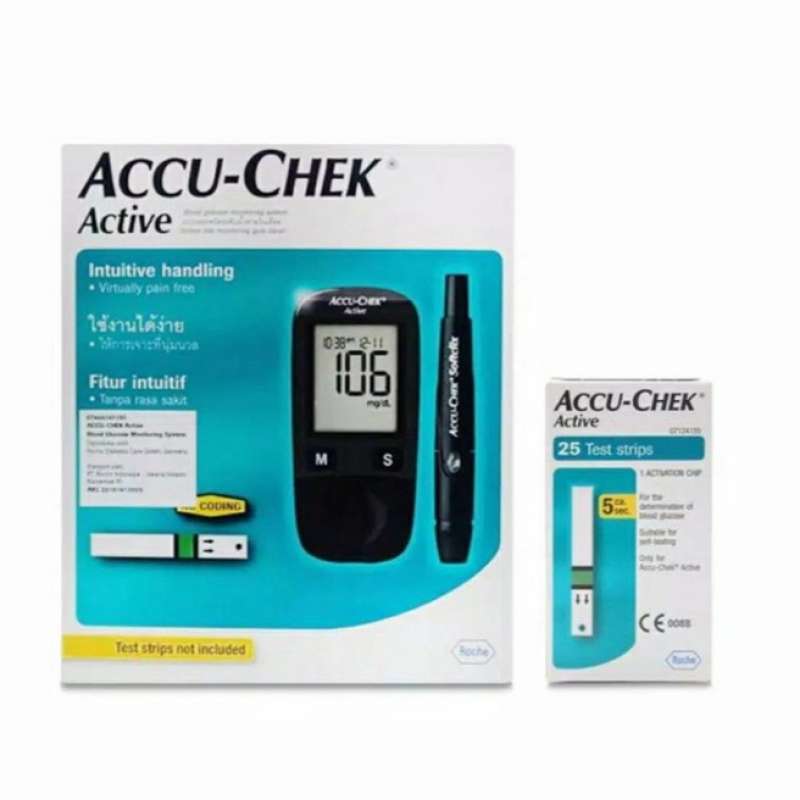 Promo Accu Chek Active Meter Kit 1 Set ( Alat, Penlet, Lancet, Strip ...
