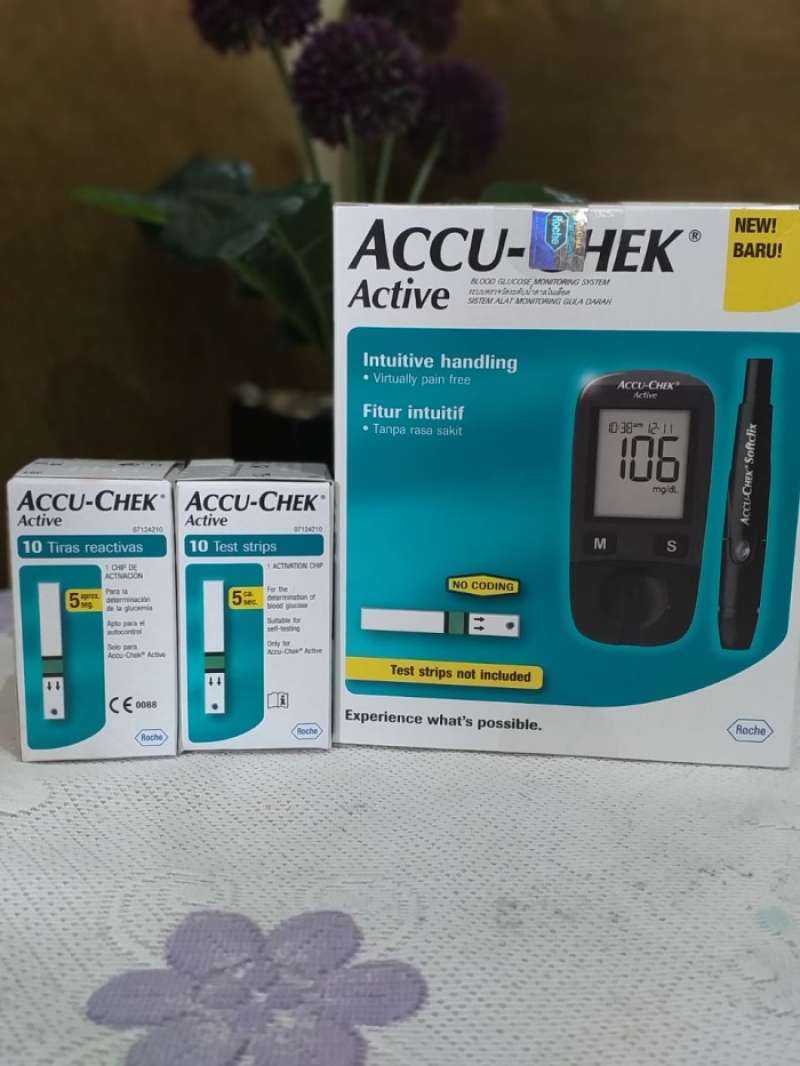 Promo Accu Chek Active Meter Kit 1 Set ( Alat, Penlet, Lancet, Strip ...