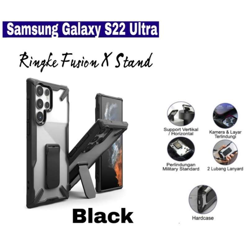 Promo Case Samsung Galaxy S22 Ultra Ringke Fusion X Stand Anti Crack Casing - S22 Ultra Black ...