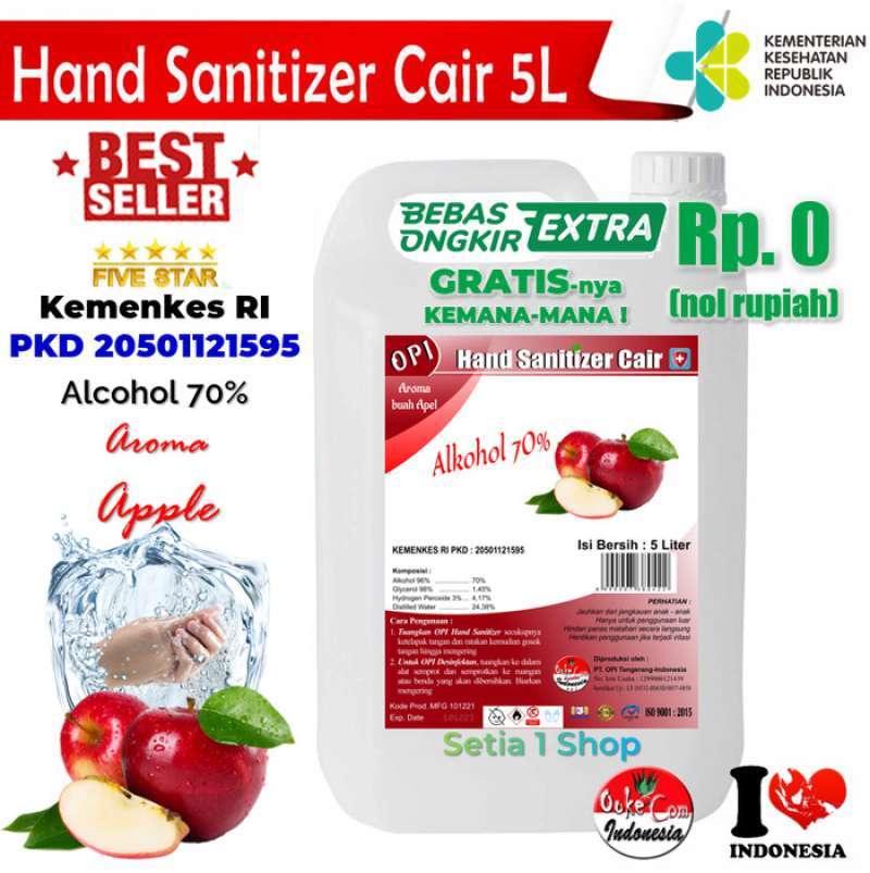 Promo Handsanitizer 5 Liter Cair Apel Hand Sanitizer Alkohol 70% ...