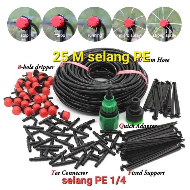 Jual Paket Set Selang Irigasi Penyiram Tanaman Hidroponik Timer Keran ...