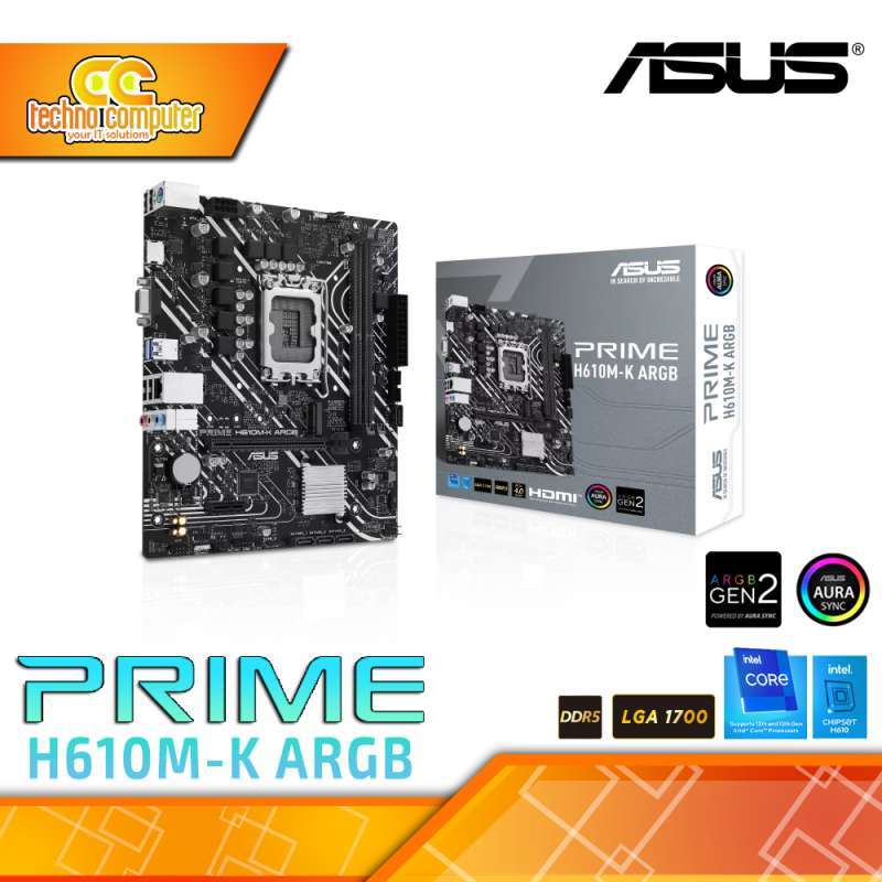 Jual Motherboard Asus Prime H610m-k Argb - Matx, Lga1700, H610, Ddr5 Di Seller Techno Computer ...