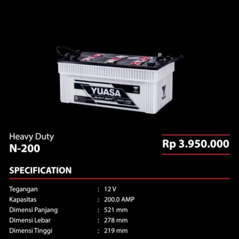 Jual Aki Heavy Duty / Yuasa Heavy Duty N200 12v 200ah / Aki Alat Berat ...