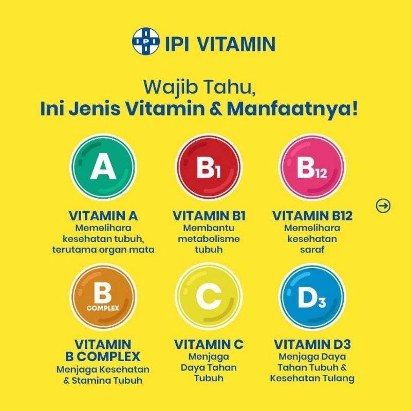 Promo Vitamin Ipi All Varian A / B Complex / C / D3 1000iu / D3+k2 / E ...