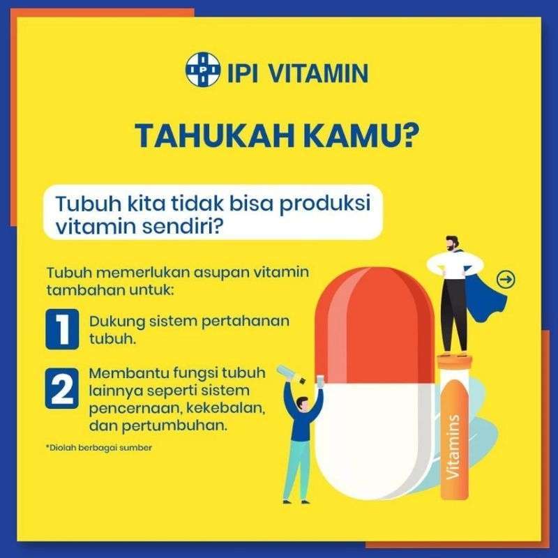 Promo Vitamin Ipi All Varian A / B Complex / C / D3 1000iu / D3+k2 / E ...