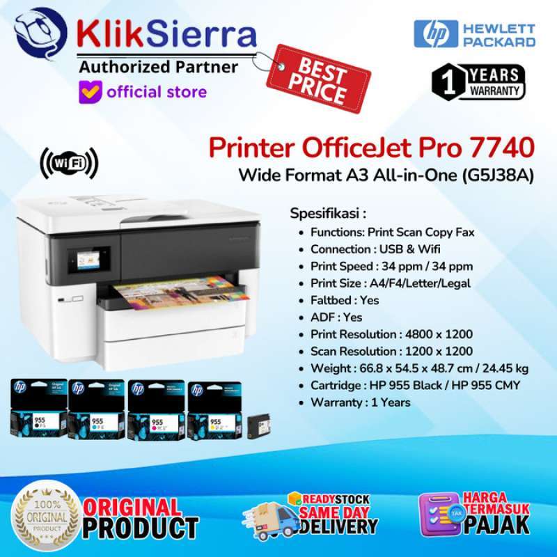 Promo Hp Officejet Pro 7740 Wide Format All-in-one Printer A3 Wifi ...