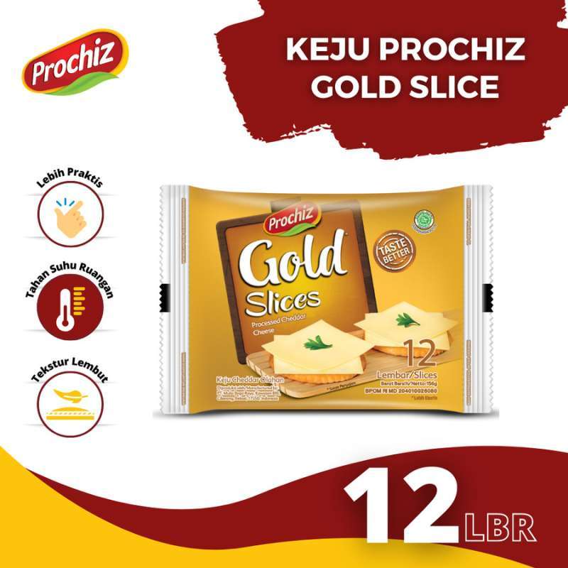 Jual Prochiz Gold Cheddar Slice 12 Pcs - Lembaran Keju / Keju Prochiz ...
