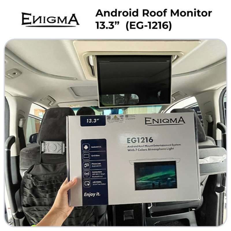 Promo Monitor Roof Plafon Android Mirrorlink 4k Hd 13.3 Inch Enigma Eg ...