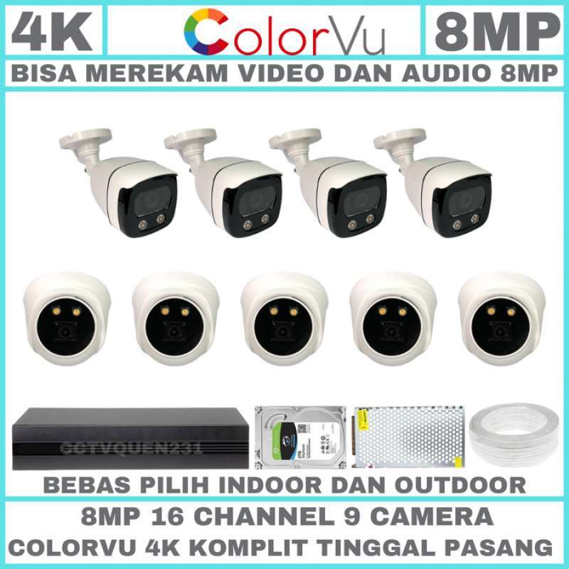 Promo Paket Cctv Colorvu 8mp 16 Channel 9 Kamera 4k Ultra Hd Camera ...
