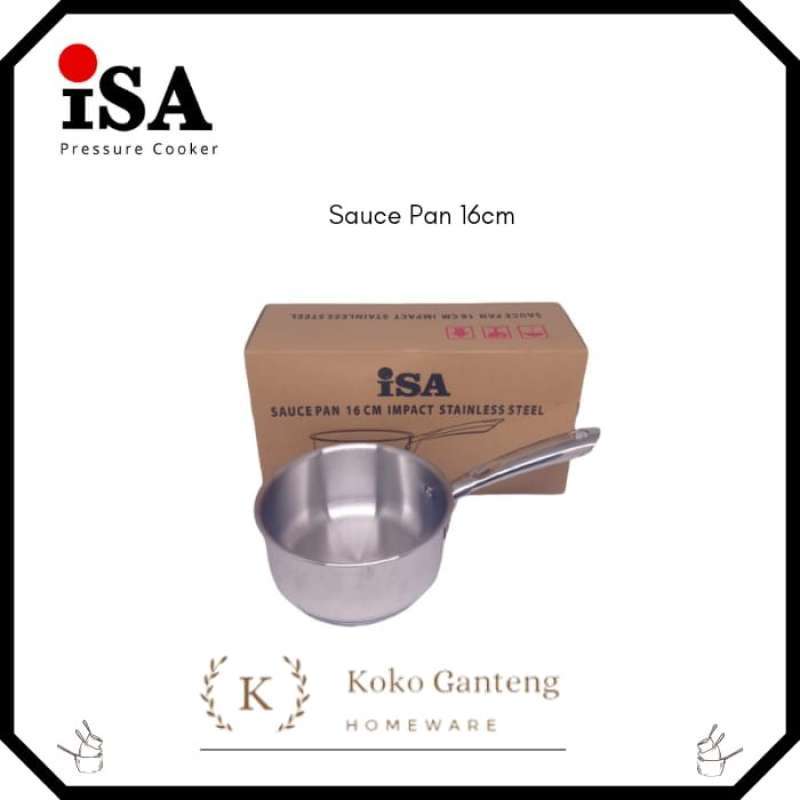 Promo Isa Sauce Pan 16cm 3-ply Stainless Steel 304 Panci Induction ...
