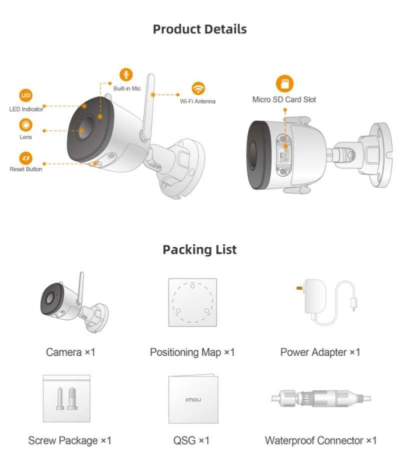 Jual Imou Smart Ip Camera Cctv Outdoor Wi-fi Bullet 2c H.265 With Ip67 ...